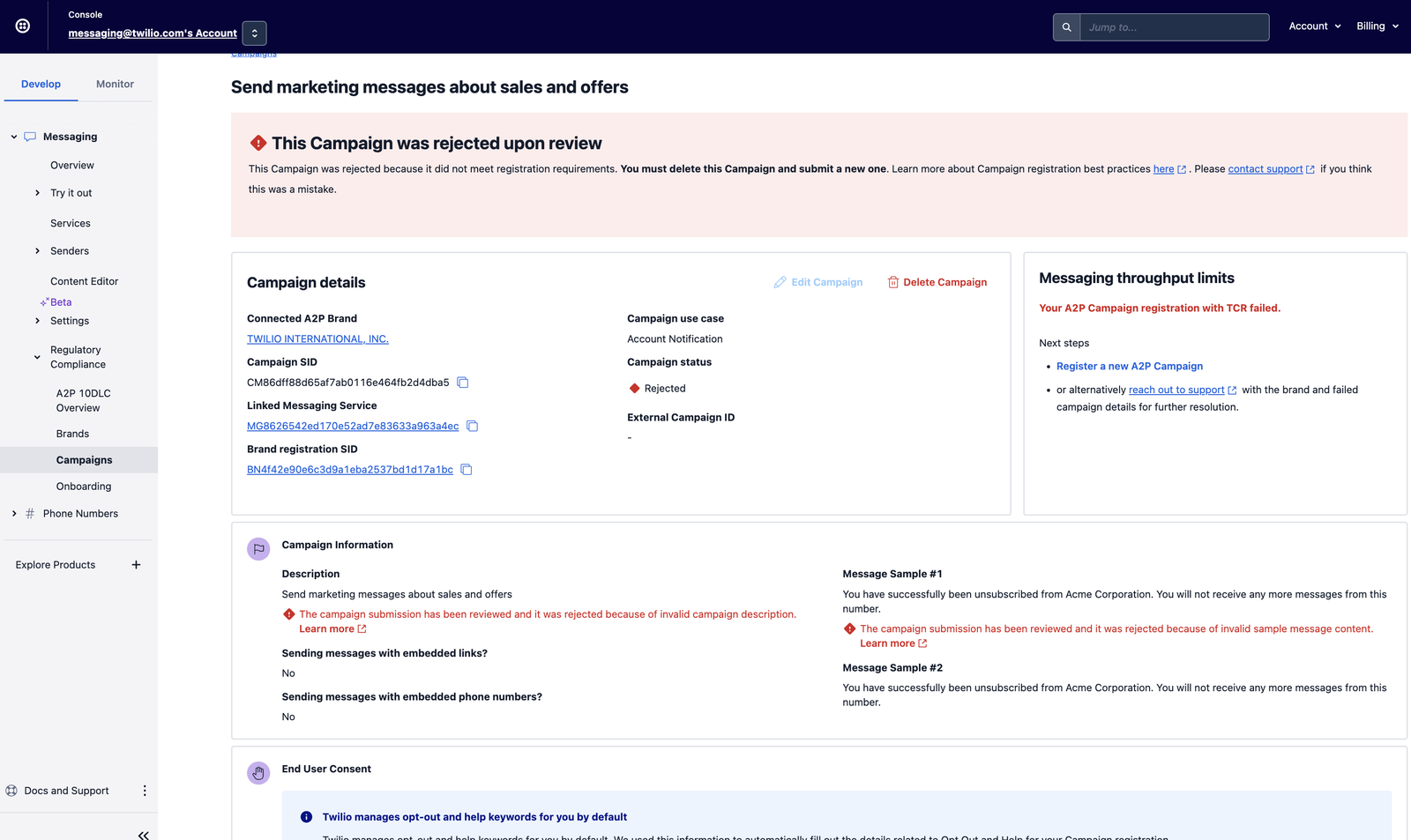 Troubleshooting your US A2P Brand | Twilio