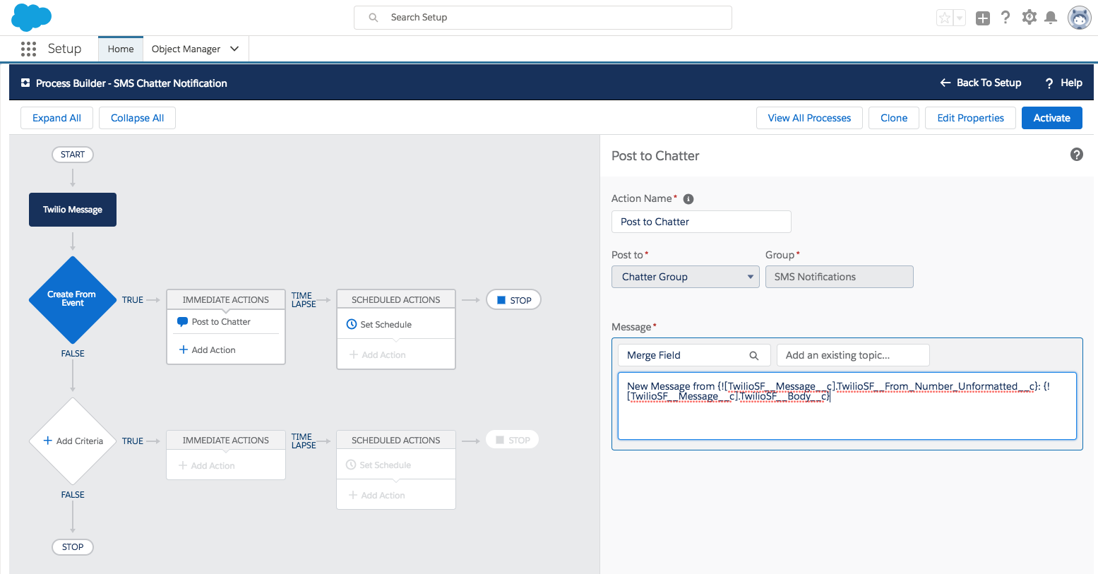 How to Create Chatter Notifications from Inbound Messages | Twilio