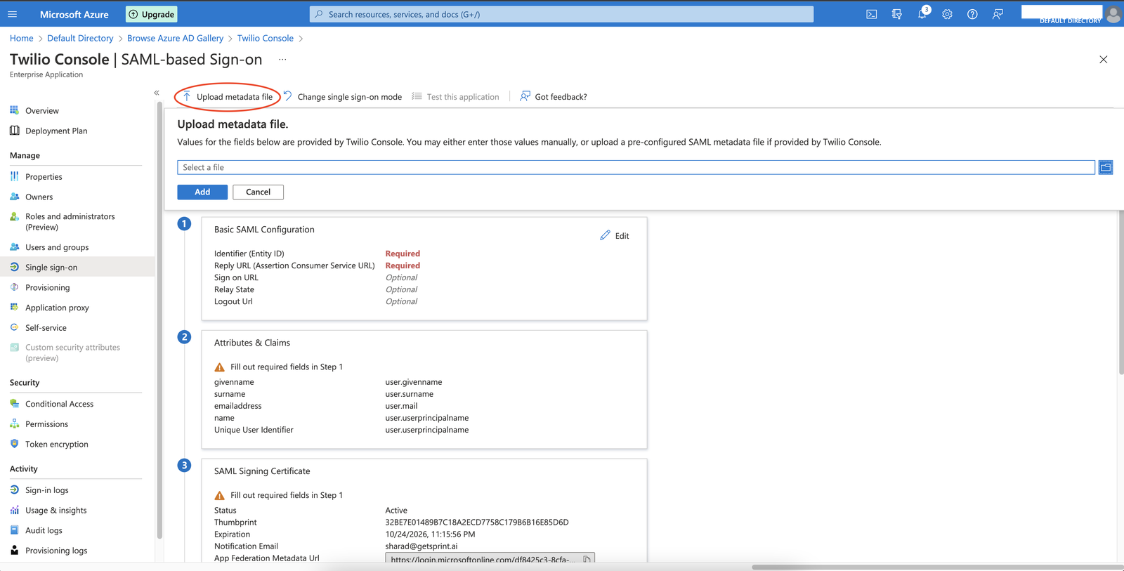 Configuring Azure Active Directory With Twilio Sso Twilio