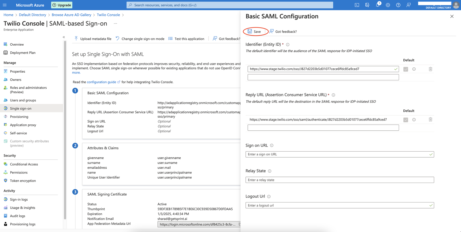Configuring Azure Active Directory With Twilio Sso Twilio
