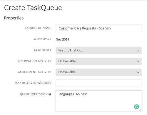Setting up a TaskRouter Workspace: Add and Configure TaskQueues | Twilio