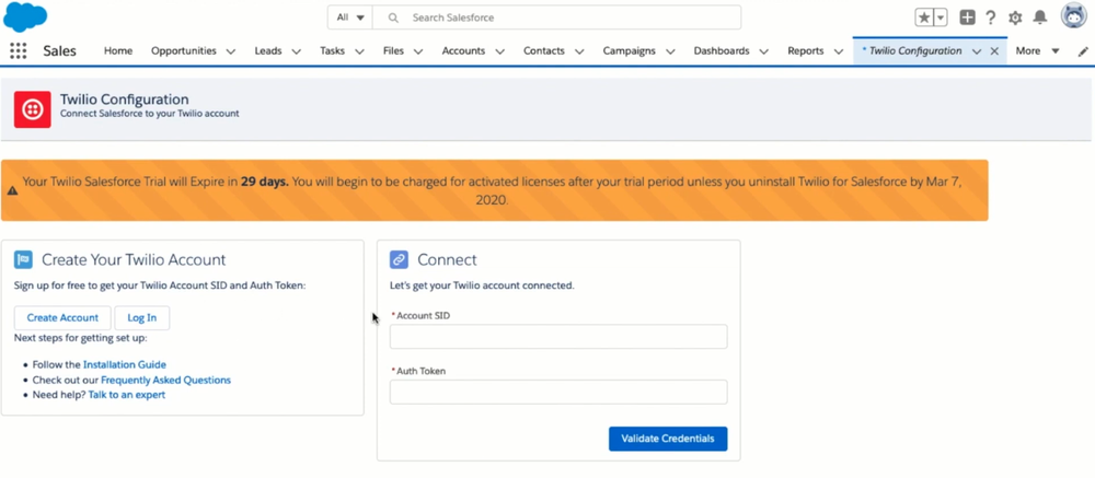 Salesforce Installation and Configuration | Twilio
