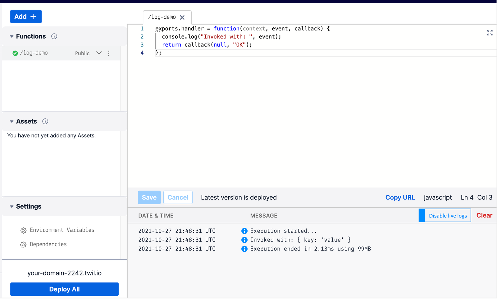 Debug your Function(s) | Twilio