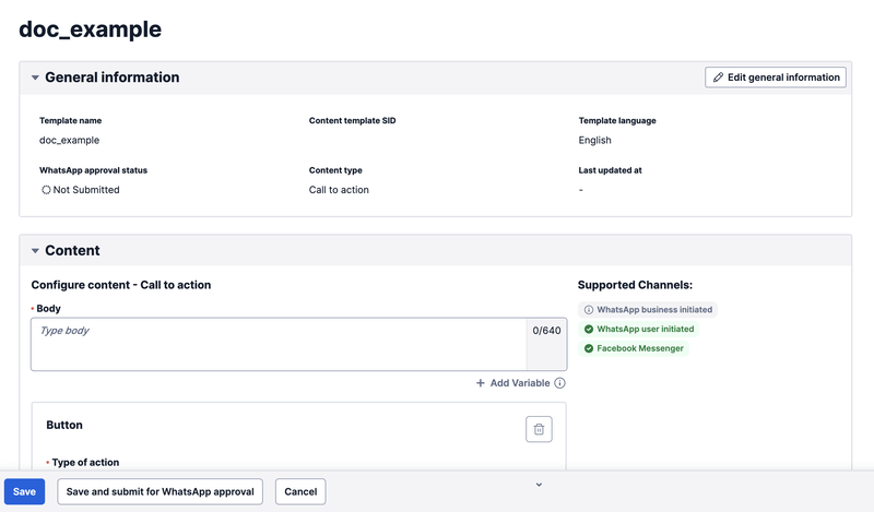 Create templates with the Content Template Builder in Console | Twilio
