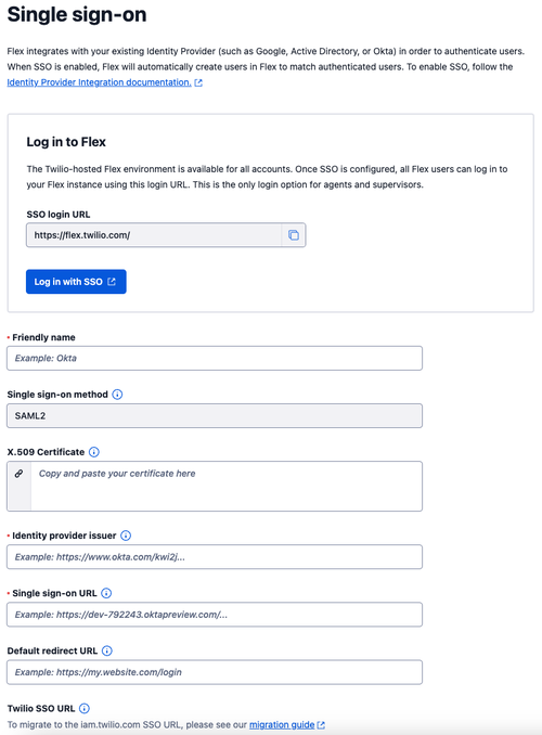 Configuring SSO and IdP in Flex | Twilio