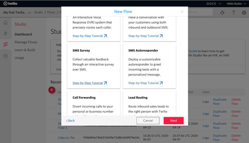 Cree una aplicación sin programar: Encuestas por SMS con Twilio Studio