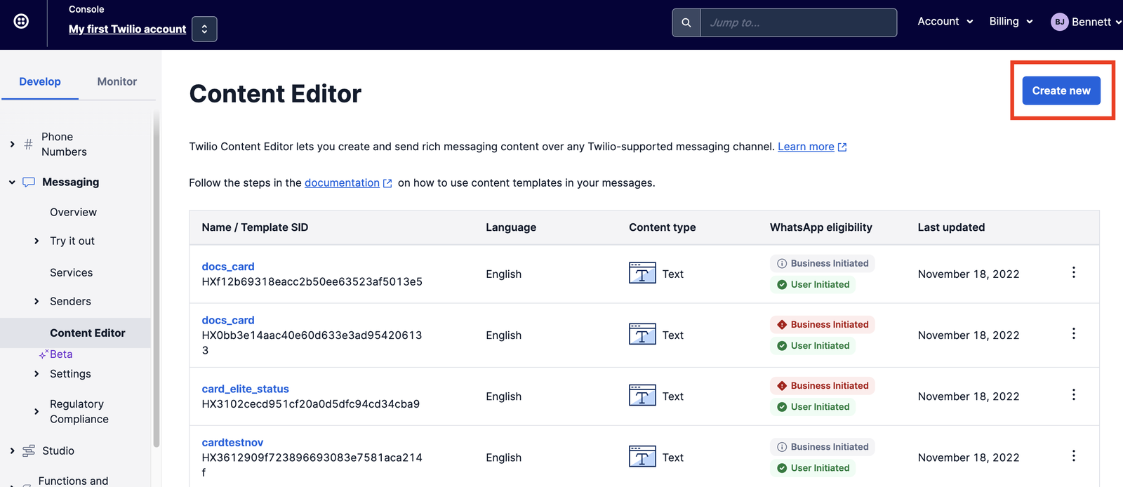 Create templates with the Content Template Builder in Console | Twilio