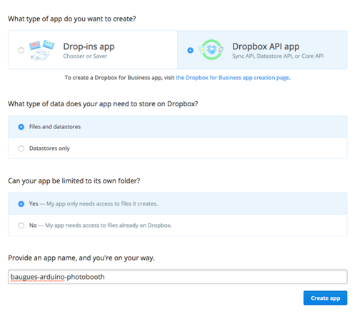Construya una cabina de fotos con un Arduino Yun, una Cámara Web y Dropbox